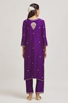 Buy Surbhi shah Purple Pure Spun Silk Danka Hand Embroidered Kurta Pant ...
