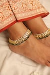 Buy Green Polki Embellished Anklets - Set Of 2 by Swabhimann Jewellery ...