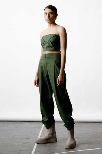Buy Green Cotton, Linen Jogger Pant For Women by OFRIDA Online at Aza ...