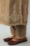 Buy Brown Silk Chanderi Embroidered Zari Notched Thread And Kurta Set For Women by KORA Online ...