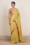 Buy Green Satin Embroidered Loop Scooped Ombre Border Saree With Blouse For Women by Somya Goyal ...