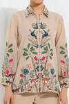Buy Beige Linen Blend 3-d Floral Applique Shirt Collar Cabela Pattern ...