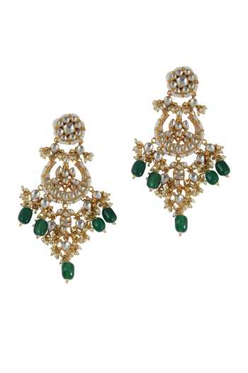 Buy White Pearls, Glitter, Stones Jadtar Embellished Necklace Set by ...