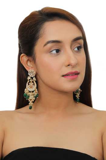 Buy White Pearls, Glitter, Stones Jadtar Embellished Necklace Set by ...