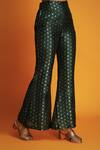 Buy Green Floral Butti Pattern Bell Bottom Pant For Women by Krishna ...