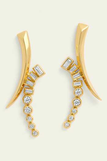 Buy Gold Plated Cubic Zirconia Encrusted Spikey Arc Studs by Isharya ...