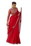 Buy Red Chanderi Jacquard Embroidered Dori Round Apsara Border Saree ...