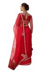 Buy Red Chanderi Jacquard Embroidered Dori Round Apsara Border Saree ...