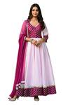 Buy Pink Taffeta Hand Embroidered Gota V Neck Detailed Yoke Anarkali ...
