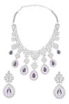 Buy Silver Plated Amethyst And Zircon Stone Tear Drop Cutwork Dangler Necklace Set by Moh-Maya ...