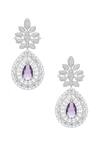 Buy Silver Plated Amethyst And Zircon Stone Tear Drop Cutwork Dangler Necklace Set by Moh-Maya ...