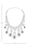 Buy Silver Plated Amethyst And Zircon Stone Tear Drop Cutwork Dangler Necklace Set by Moh-Maya ...