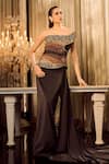 Buy Black Crepe One Shoulder Sculpted Corset Gown For Women by Supria ...