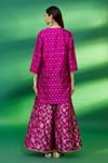Buy Pinki Sinha Magenta Silk Floral Banarasi Woven Kurta Sharara Set ...