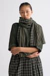 Buy Green Checkered Pattern Applique Work Scarf by THREE Online at Aza ...