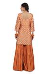 Buy Orange Chanderi Silk Print And Embroidery Falak Kurta Sharara Set ...