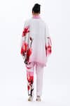 Buy White Habutai Silk Print Floral Gulistan Cape Shirt And Trouser Set ...