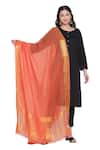 Buy Shingora Orange Silk Dobby Woven Dupatta Online | Aza Fashions
