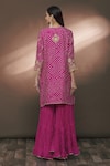 Buy Surbhi shah Pink Pure Spun Silk Bandhej Pattern Kurta Sharara Set ...