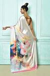 Buy Pink Pure Satin Crepe Printed Abstract Saree For Women by Nazaakat ...