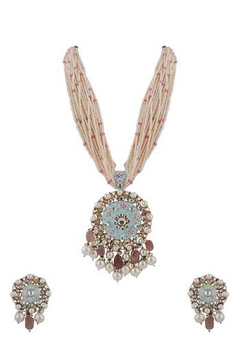 Buy Riana Jewellery Mina Work Pendant Necklace Jewellery Set Online ...