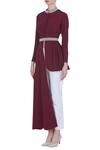 Buy DiyaRajvvir Red Half Jacket Half Peplum Style Tunic With Pants ...