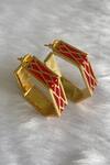 Buy Red Geometric Enamelled Hoops by MNSH Online at Aza Fashions.