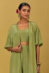 Buy Green Crepe Embroidered Sequin Open Work Cape For Women by Ikshita ...