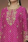 Buy Surbhi shah Pink Pure Spun Silk Bandhej Pattern Kurta Sharara Set ...