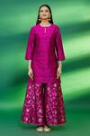 Buy Pinki Sinha Magenta Silk Floral Banarasi Woven Kurta Sharara Set ...