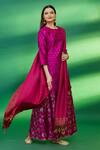 Buy Pinki Sinha Magenta Silk Floral Banarasi Woven Kurta Sharara Set ...