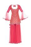 Buy Vandana Sethi Pink Gota Embroidered Kurta And Gharara Set Online ...