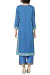 Buy Krishna Mehta Blue Chander Embroidered Kurta And Pant Set Online ...