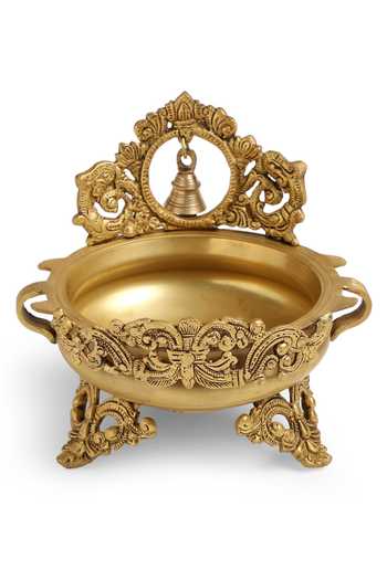 Buy Gold Brass Handcrafted Bell Design Urli by Amoliconcepts Online at ...