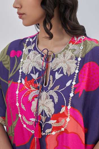 Buy Archana Shah Purple Silk Tailsman Pomo Pattern Kurta And Pant Set ...