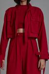 Buy Red 100% Cotton Open Cover Solitaire Jacket And Pant Set For Women ...