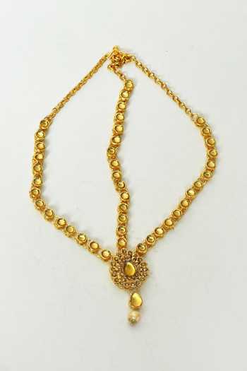 Buy Brown Austrian Diamonds And Kundan Embellished Bridal Necklace Set ...