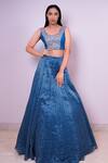 Buy Srota By Srishti Aggarwal Blue Cotton Lycra Abstract Embroidered ...