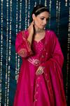 Buy Pink Kurta Chanderi Silk Hand Embroidery Hunar Gulabi Work Set For Women by Maison Shefali ...