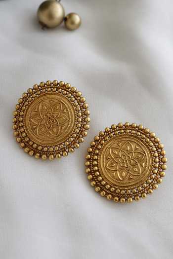 Buy Phiroza Eunice Gold Temple Work Necklace Jewellery Set Online | Aza ...