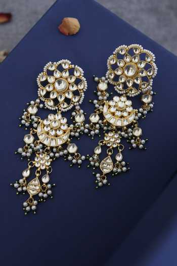 Buy Paisley Pop Asfiya Pearl Embellished Chandbalis Online | Aza Fashions