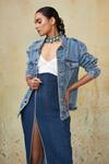 Buy Style Junkiie Blue Denim High Waisted Skirt Online | Aza Fashions