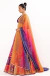 Buy Multi Color Organza Printed Block Plunge V Lehenga Set For Women By