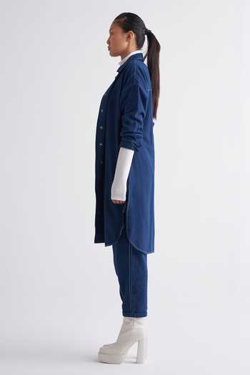 Buy Blue Melange Narrow Bottom Pant For Women by Three Online at Aza ...