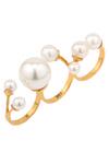 Buy Gold Plated Pearl Manufactured Molecule Three Finger Ring by Anaash Online at Aza Fashions.