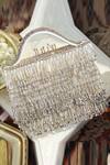 Buy White Embellished Crystal Tassel Mini Flap Bag by Aanchal Sayal ...