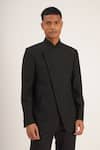 Buy Black Terrywool Overlap Jacket For Men by Dhruv Vaish Online at Aza ...