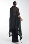 Buy Black Organza, Jersey Crystal Open Embellished Cape And Draped ...