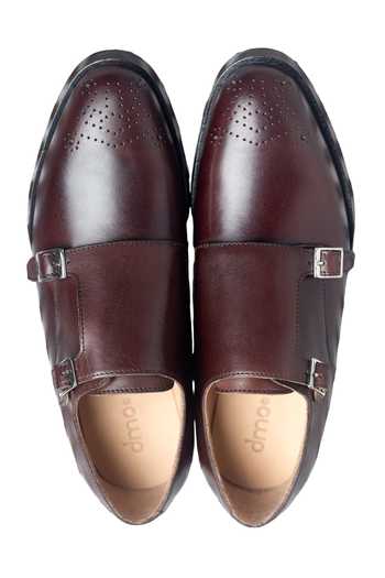 Buy Brown Brogue Double Monk Shoes For Men by Dmodot Online at Aza ...