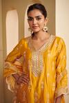Buy Mulmul Yellow Pure Mulmul Avathi Embroidered Kurta Gharara Set ...